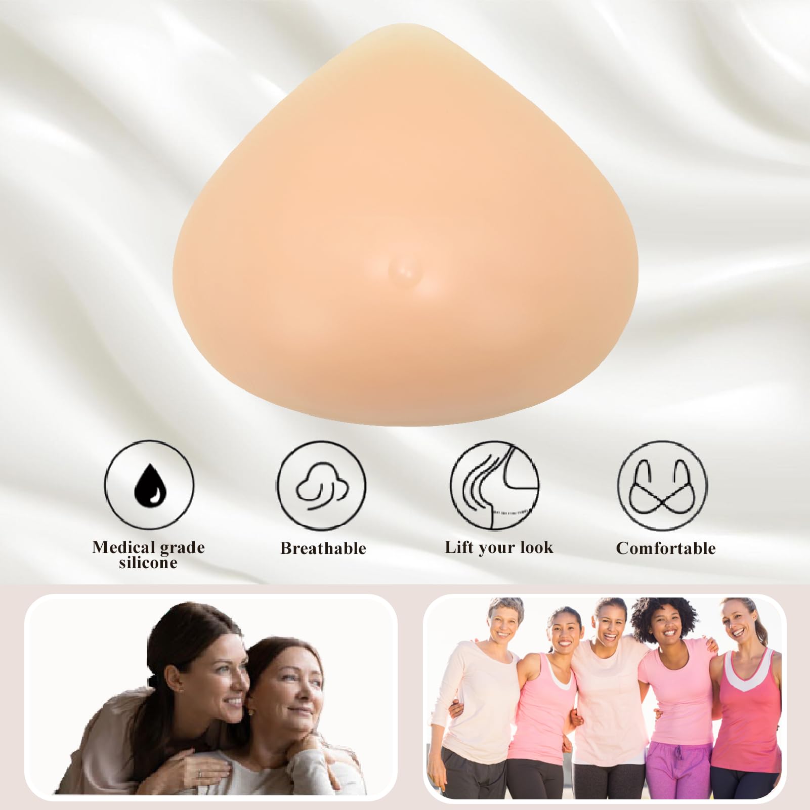 MERSTEYO Silicone Breast Form Triangle Mastectomy Prosthesis Concave Bra Insert Enhancer Pad 1 Piece 300g