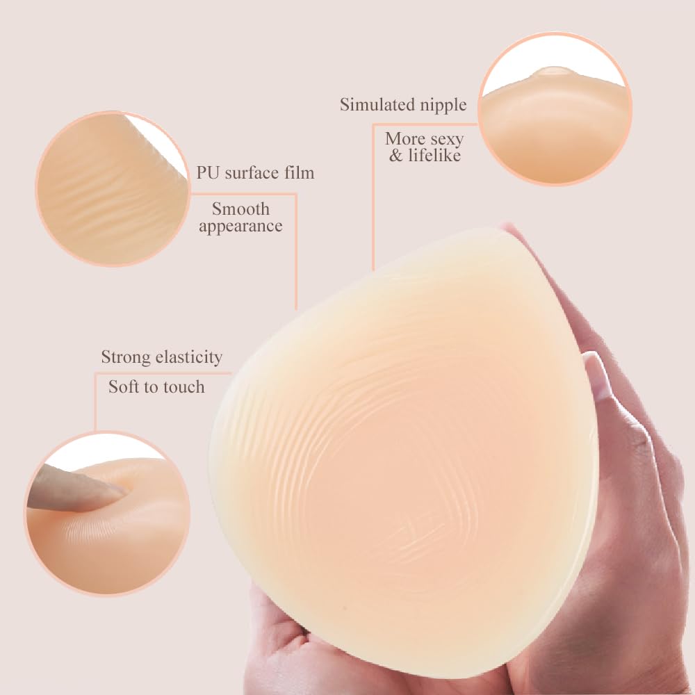 MERSTEYO Silicone Breast Form Triangle Mastectomy Prosthesis Concave Bra Insert Enhancer Pad 1 Piece 300g