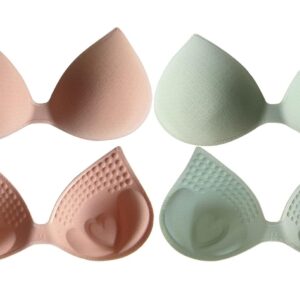 3D Cups for Bras for Women One Piece Seamless Sports Bra Pads Insert Pushup Bra Pads Removable Bra Cups for Replacement, 2 Pack/Pink+Green