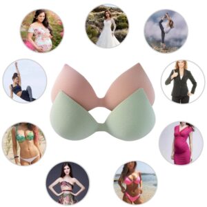 3D Cups for Bras for Women One Piece Seamless Sports Bra Pads Insert Pushup Bra Pads Removable Bra Cups for Replacement, 2 Pack/Pink+Green