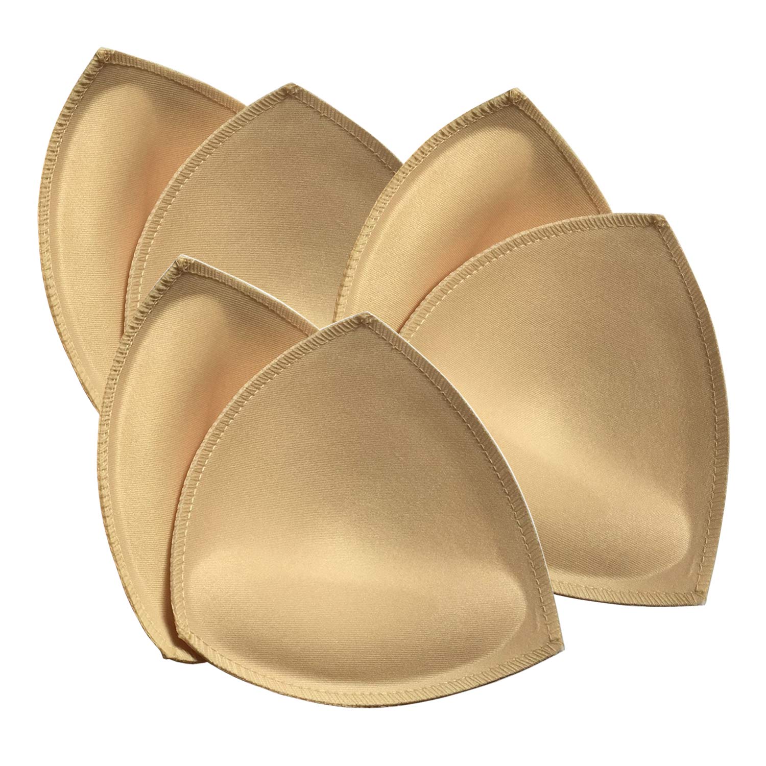 DAYKIT 3 Pairs Removeable Push up Triangle Bra Pads Inserts for Bikinis Top Sport Bra Swimsuit for C D Cups-Beige