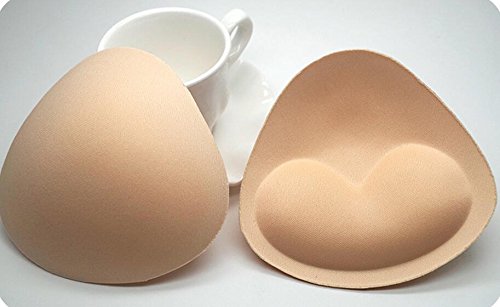 Elandy 1Pair Beige Reusable Breathable Sponge Bikini Breast Enhancers-Thickening Swimwear Bra Insert Pad Swimwear Push-up Booster Pads (Style A)