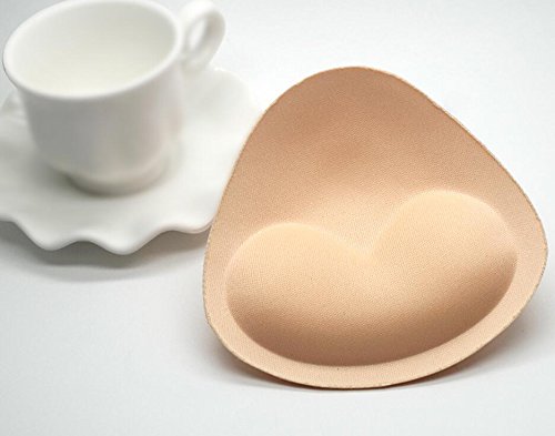 Elandy 1Pair Beige Reusable Breathable Sponge Bikini Breast Enhancers-Thickening Swimwear Bra Insert Pad Swimwear Push-up Booster Pads (Style A)