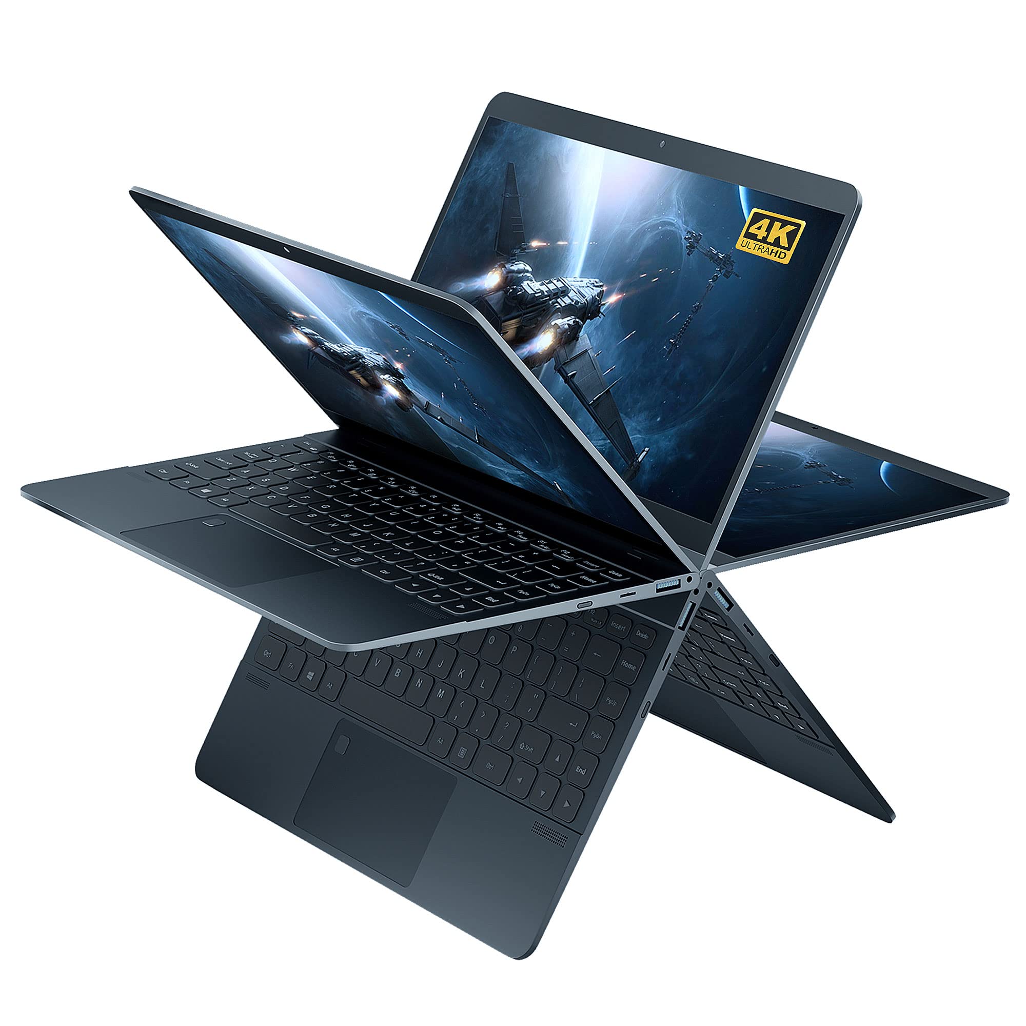 ZWYING laptop【MS 2019 office & Win 11 Pro】 14 inch 4K （3840 * 2160） All Metal 2 in 1 360° Convertible Laptop with Touchscreen 12th Alder Lake-N95 (up to3.4GHz) DDR5 12GB/512GB SSD Tablet Notebook PC