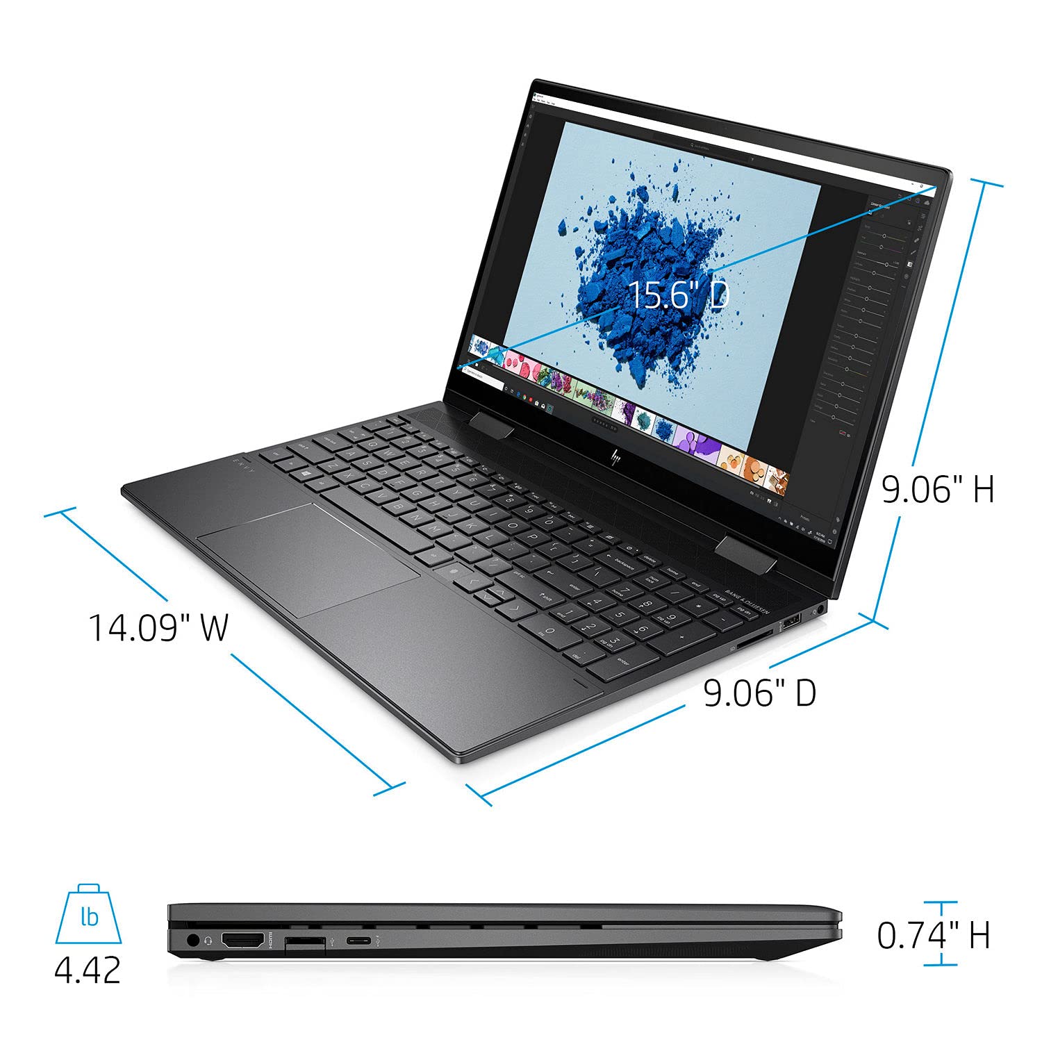 HP Envy x360 2-in-1 Flip Laptop, 15.6" Full HD Touchscreen, AMD Ryzen 7 5700U 8-Core Processor, 16GB RAM, 512GB PCIe SSD, Backlit Keyboard, Number Pad, Wi-Fi 6, Windows 11 Home, Stylus Pen Included