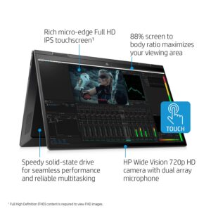 HP Envy x360 2-in-1 Flip Laptop, 15.6" Full HD Touchscreen, AMD Ryzen 7 5700U 8-Core Processor, 16GB RAM, 512GB PCIe SSD, Backlit Keyboard, Number Pad, Wi-Fi 6, Windows 11 Home, Stylus Pen Included