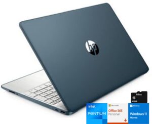 hp pavilion 15.6" hd laptop computer, intel pentium processor, 8gb ram, 512gb ssd, webcam, usb-c, hdmi, wifi, includes 1-year microsoft 365, windows 11 s, blue, titac card