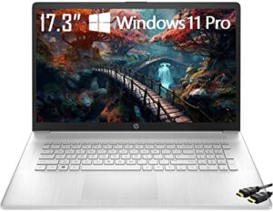 hp 2023 flagship newest 17.3" hd+ business laptop, intel 4-core i3-1125g4(>i5-1035g7, 32gb ram, 1tb ssd, lightweight, fast charge, bluetooth, wifi, numeric keypad, webcam, w/hdmi, win 11 pro, silver