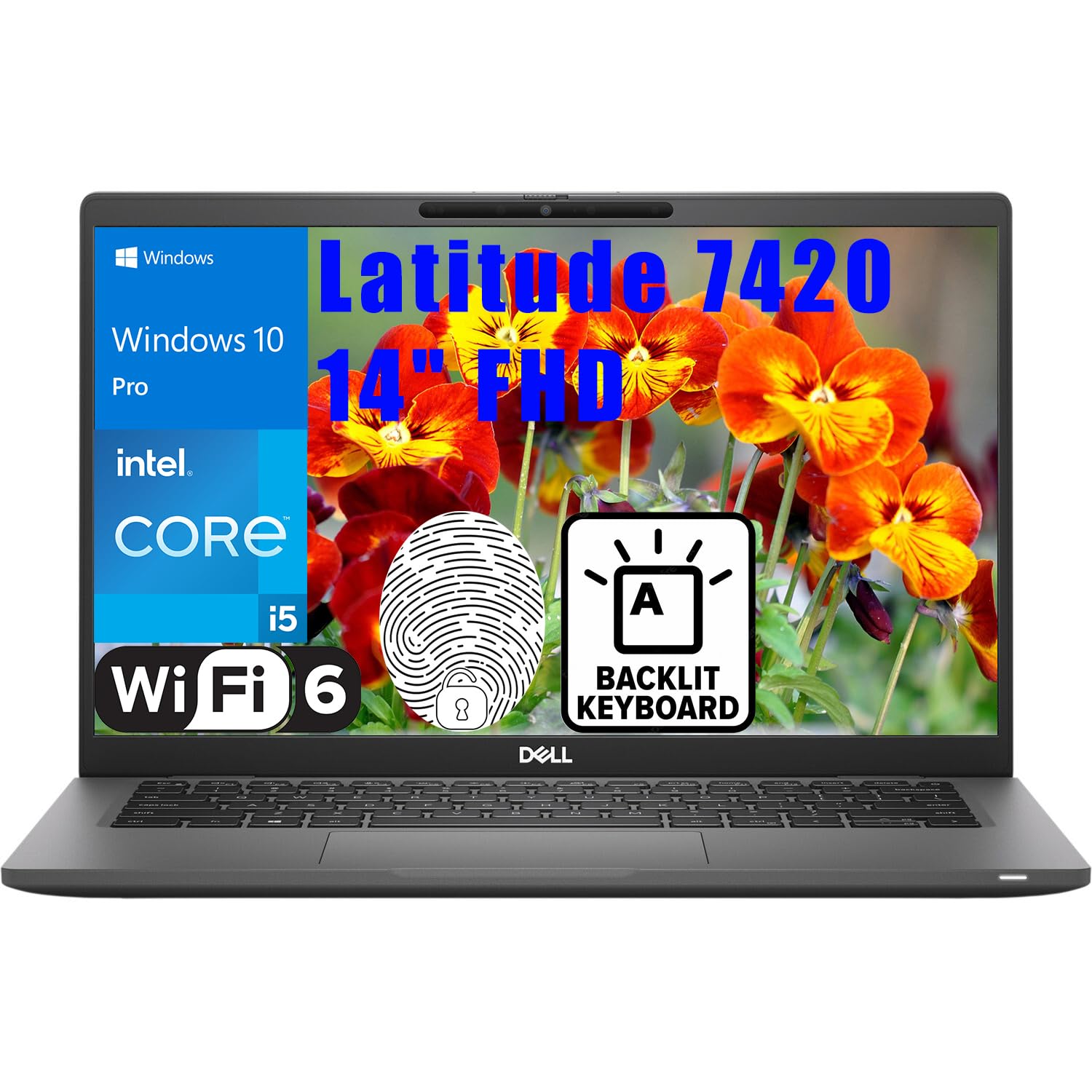 Dell Latitude 7420 14" FHD Business Laptop Computer, Intel Core i5-1145G7 (Beat i7-1065G7), 8GB LPDDR4X RAM, 256GB PCIe SSD, WiFi 6, Bluetooth 5.1, Backlit Keyboard, Fingerprint Reader, Windows 10 Pro