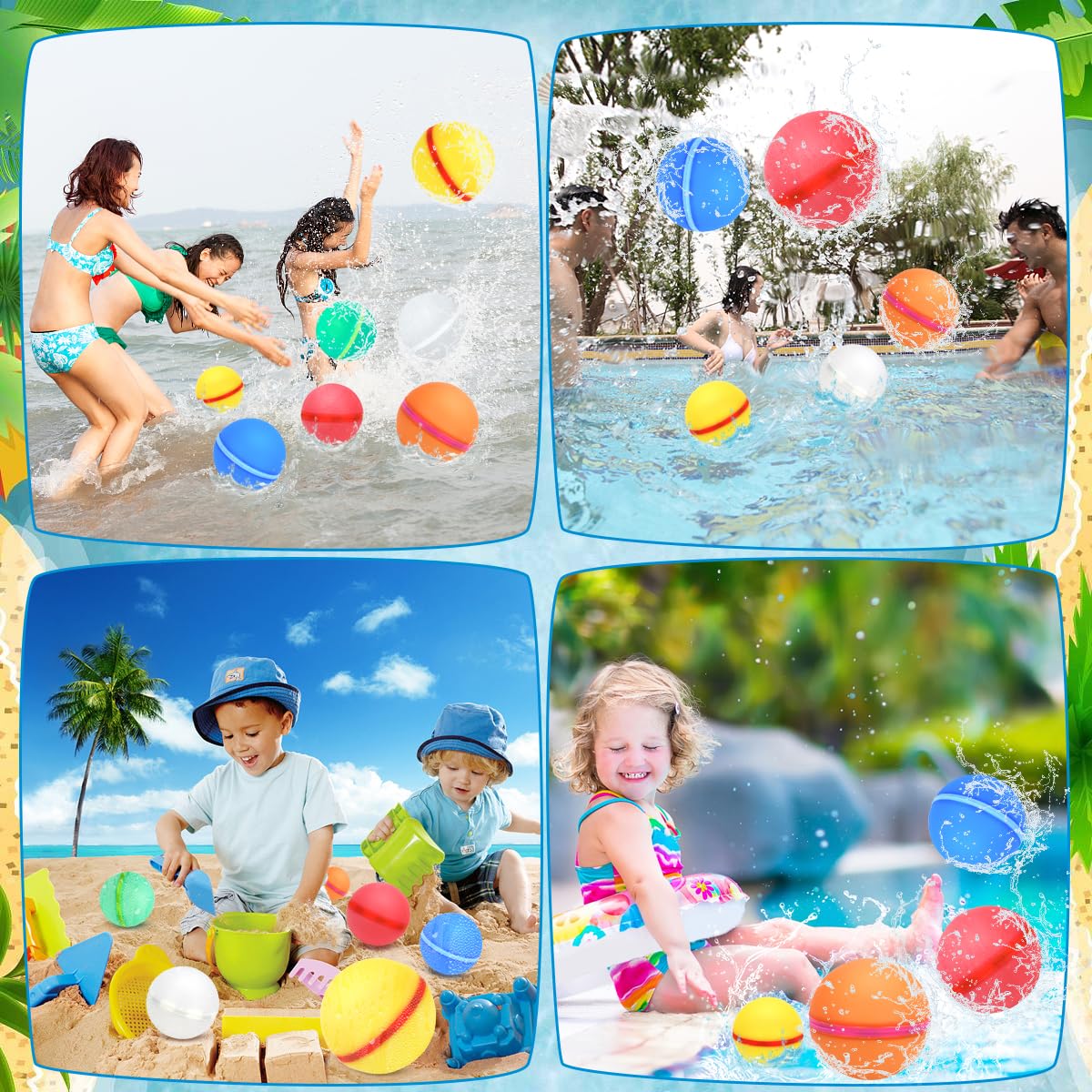 【12 Pack】Peekoal Reusable Water Balloons,12pcs Latex-Free Silicone Water Balloons,Water Bomb Refillable for Water Games Outdoor Summer Fun Party