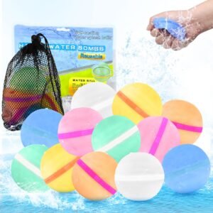 reusable magnetic water balloons,no tying easy quick fill, summer water toys, pool toys,refillable water balloons, summer fun party supplies，bath backyard swimming pool party supplies(12pack)