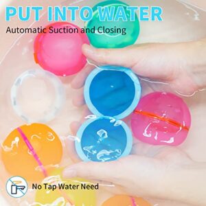 WHDPETS Reusable Water Balloons for Kids Water Bombs Splash Balls for Pool, Refillable Quick Fill Self Sealing for Water Fight Game, Water Park, Summer Party, 6 PCS