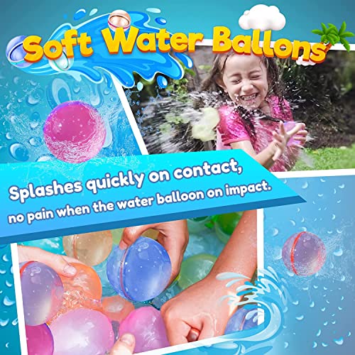 Reusable Water Balloons, Self-Sealing Refillable Water Balloons, Soft Silicone Magnetic Water Balloons, Reusable Water Bomb for Water Fight Game, Water Park, Summer Party (Multicolor - 12PC)