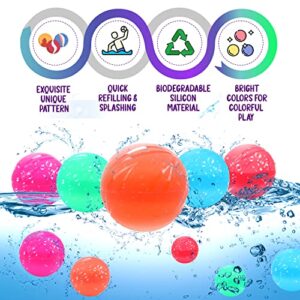 Reusable Water Balloons, Easy to Fill, Latex Free, Silicone, Colorful Balloons, Easy to Use and Clean, for Kids and Adults, Perfect for Birthday and Summer Parties (10 Pack)