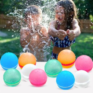 12 pcs reusable water balloons for kids adults, quick fill magnetic silicone water bomb, outdoor activities water games toy outside summer pool party supplies (12 pcs)