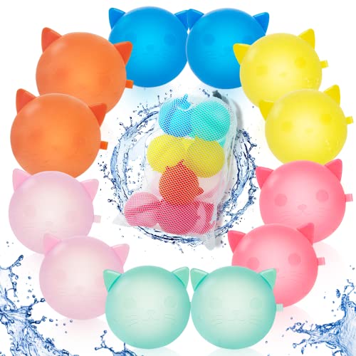 AIFEIRIC Reusable Water Bomb Balloons, Quick Refillable Water Balloon for Kids & Adults,Splash Water Ball for Summer Outdoor Activities(12pack)