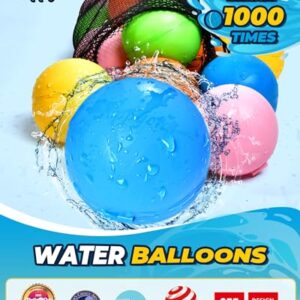 UCIDCI 15 Pcs Water Balloons Reusable Quick Fill - Self Sealing Silicone Water Ball for Kids with Mesh Bag, Summer Fun Water Toys for Outdoor Activities, Summer Party, Water Park, Family Game