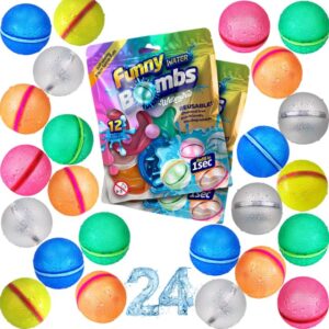 funny reusable water balloons, 24 pcs, refillable water balloons, magnetic water balloon, interactive summer toys