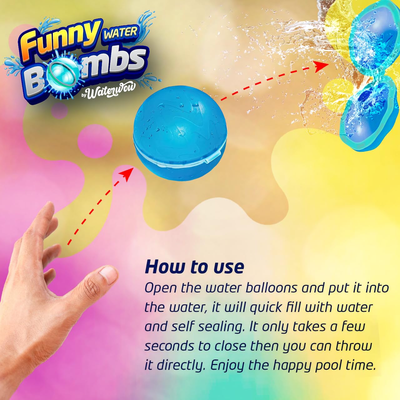 FUNNY Reusable Water Balloons, 24 Pcs, Refillable Water Balloons, Magnetic Water Balloon, Interactive Summer Toys