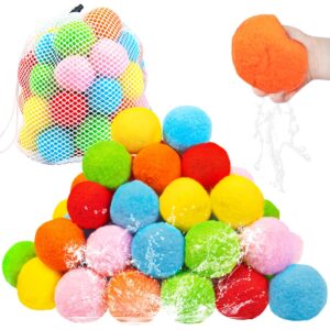 korlon tec 60 pcs reusable water balls, 2.5" outdoor water toys reusable water balloons for kids, summer toys for backyard pool trampoline water fun