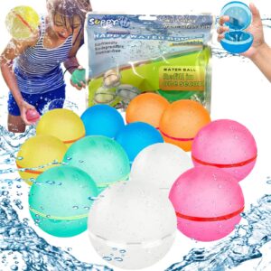 kiskisby reusable water balloons water bombs splash ball quick fill self-sealing silicone refillable water balls outdoor activities summer toy pool beach water games toys for kids ages 4-12 (12 pcs)