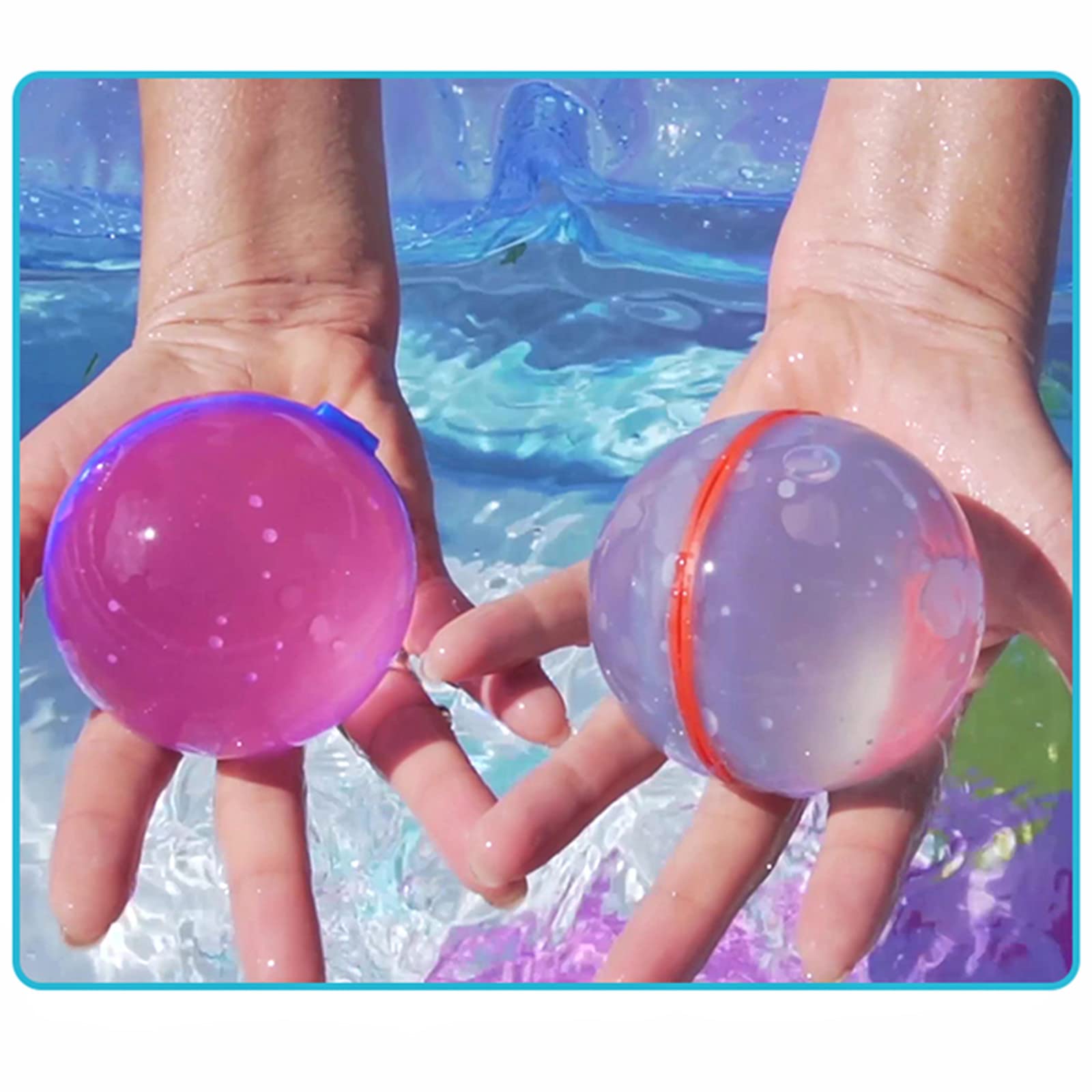 KISKISBY Reusable Water Balloons Water Bombs Splash Ball Quick Fill Self-Sealing Silicone Refillable Water Balls Outdoor Activities Summer Toy Pool Beach Water Games Toys for Kids ages 4-12 (12 Pcs)