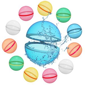 reusable water balloons, splash water bomb balloons, quick fill self sealing, magnetic refillable silicone water balloons for kids adults, latex-free silicone water balloons, pool water toys (6pcs)