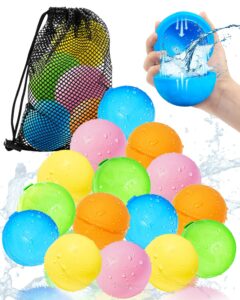 soppycid reusable magnetic water balloons 15 pcs, water bomb self-sealing quick fill, summer outdoor water toys for girls boys ages 3+, outdoor activities water fights, summer party, beach toys