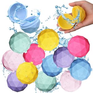 12pack reusable water balloons quick fill silicone self-sealing water ball, water toys for summer party outdoor pool garden, 12 pack