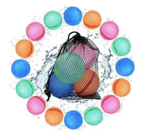 water balloon balls, 20 pcs reusable, no latex, splash bomb with net mesh bag, magnetic sealing water ball bomb for kids adults outdoor activities water games toy summer fun party supplies 20 pcs