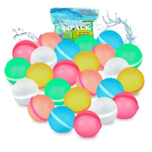 reusable water balloons for kids 24 magnetic water balloons quick fill fillable self sealing water pool kids outdoor toys summer back yard fun silicon (24 pack)