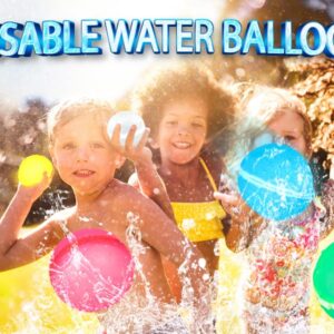 Reusable Water Balloons for Kids 24 Magnetic Water Balloons Quick Fill Fillable Self Sealing Water Pool Kids Outdoor Toys Summer Back Yard Fun Silicon (24 Pack)