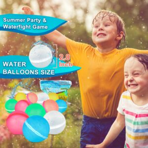 Reusable Water Balloons for Kids 24 Magnetic Water Balloons Quick Fill Fillable Self Sealing Water Pool Kids Outdoor Toys Summer Back Yard Fun Silicon (24 Pack)