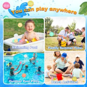 98K Reusable Water Balloons 12Pcs with Mesh Bag, Self Sealing Silicone Ball Latex-Free, No Clean Hassle, Easy to Fill, Summer Toys Water Toy Swimming Pool Beach Park Yard Outdoor Games Party Supplies