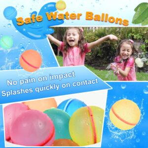 98K Reusable Water Balloons 12Pcs with Mesh Bag, Self Sealing Silicone Ball Latex-Free, No Clean Hassle, Easy to Fill, Summer Toys Water Toy Swimming Pool Beach Park Yard Outdoor Games Party Supplies