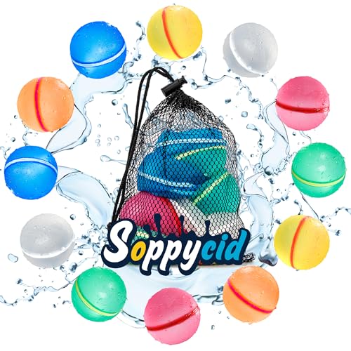 SOPPYCID 20PCS Reusable Water Balloons, Pool Beach Toys for Kids, Summer Fun Outdoor Water Toys Games for Kids Adults Outside Play, Backyard Swimming Pool Party Supplies