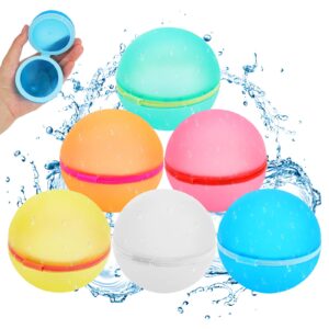 reusable water balloons,self-sealing water bomb for kids adults,silicone water ball easy quick fill summer toy,soft & safe fun splash water bomb party supplies(6 pcs)