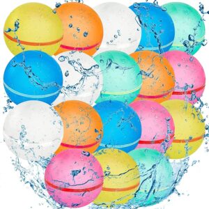 24 pcs reusable water balloons water balls, soft silicone quick fill balloons splash fun,outdoor backyard summer splash party easy quick fun water fight game for swimming pool