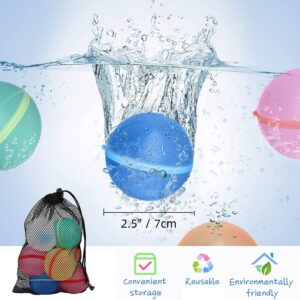 Reusable Water Ballons for Kids Magnetic, 8 Pcs Refillable Water Balloons Silicone Water Bomb Balls for Kids Adults Outdoor Activities Swimming Pool Party Supplies