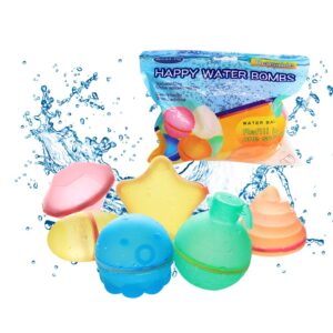 reusable water balloons water bombs fun shapes self sealing magnetic refill in 1 second - 6 pcs/pack