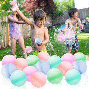 Subao Reusable Water Balloons(16 PCS), Summer Water Balls Outdoor Pool Toys, Self-Sealing Water Bomb for Kids Adults, Quick Refillable Silicone Water Ball, Fun Splash Water Balloon Party Supplies