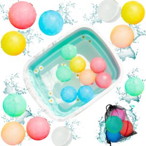 JUNIORE Reusable Water Balloons, Easy Quick Fill & Self-Sealing Water Bombs, Latex-Free Soft Silicone Water Splash Ball, Outdoor Water Fight, Refillable Magnetic Balls, Water Summer Pool Party (8)