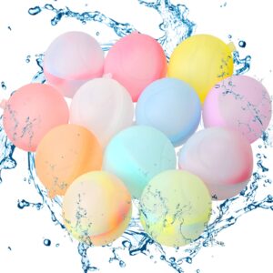 febalhs 12pcs reusable water balloons, summer outdoor silicone pool beach water toys for kids 4-8-12, outside water bomb ball games refillable fun party gift for boys and girls