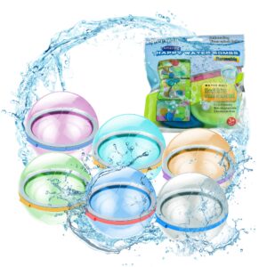 reusable water balloons quick fill self sealing, refillable water balls for kids aldult, water bomb splash balls for pool, outdoor water toys balloons for water fight game, summer fun party, 6 pack