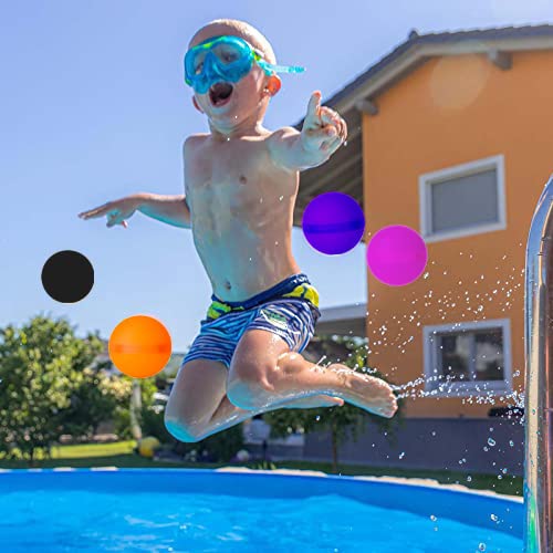 TIOcrw 16 Pcs Refillable Water Balloons for Kid and Adult, Quick Fill Magnet Reusable Self Sealing Water Splash Bombs Balls, Reusable Fun Outdoor Toy for Water Fight Game, Swimming Pool, Summer Party