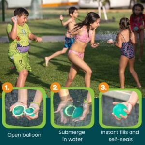 COLETA Reusable Water Balloons 12 Pcs Magnetic Self-Sealing. With 2 Side Bags. Refillable Latex-Free Soft Silicone Bombs Quick Fill Balls Boy Girl Gift Toy for Outdoor Activities Pool Beach Splash Fun