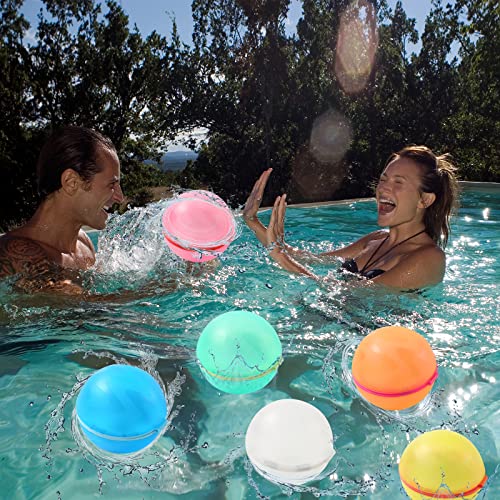 Reusable Water Balloons,Multicolor Water Balls,Quick Fill Self Sealing Water Bombs Balloons,Yard Games,Water Fight Waterfall Ball Toys (6 PCS)