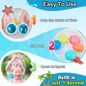 8PCS Reusable Water Balloons Self-Sealing Easy Quick Fill, Soft Silicone Water Bombs Splash Balls for Kids Adults, Perfect for Outdoor Water Fight Games and Swimming Pool Party - with mesh bag