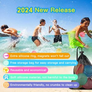 8PCS Reusable Water Balloons Self-Sealing Easy Quick Fill, Soft Silicone Water Bombs Splash Balls for Kids Adults, Perfect for Outdoor Water Fight Games and Swimming Pool Party - with mesh bag