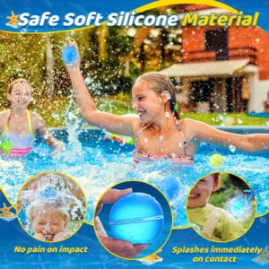 SOPPYCID Water Balloons, 4 Count, Reusable & Attractive, Quick Fill & Self-Sealing, Perfect for Backyard Fights, Pool Parties, Beach Games, Great Summer Gift